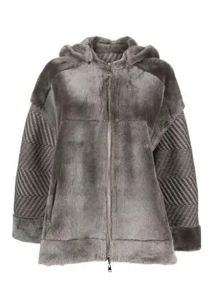 Lorena Antoniazzi Sheepskin Hooded Jacket - Grey