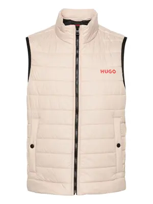 Hugo Logo-print Quilted Gilet - Neutrals
