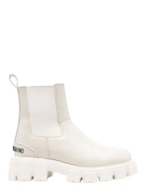 Moschino Logo-lettering Ankle Boots - Neutrals