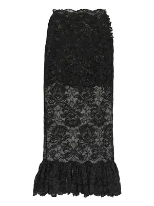 Rabanne Lace Midi Skirt - Black