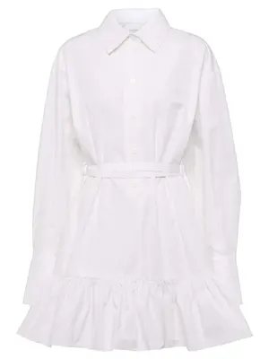 Patou Ruffled Cotton Shirt Dress - White
