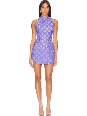 Amanda Uprichard Floral Lace Marshall Mini Dress - Purple