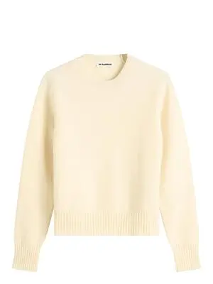 JIL SANDER Lightweight Round Neck Knit Top - Natural