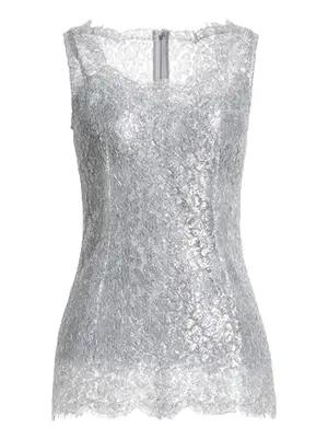 Dolce & Gabbana Lace Metallic Top - Silver