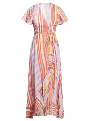 Poupette St Barth Printed Midi Wrap Dress - Orange