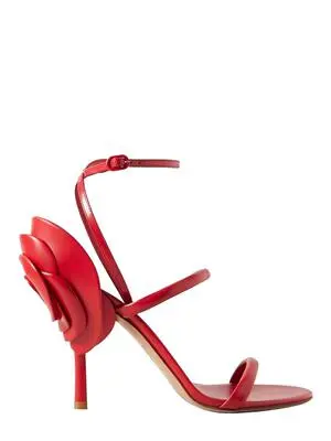 Valentino Garavani 100 Embellished Leather Sandals - Red