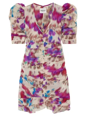MARANT ETOILE Sireny Ruched Printed Mini Dress - Multi