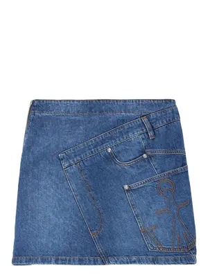 JW Anderson Embroidered Denim Mini Wrap Skirt - Blue