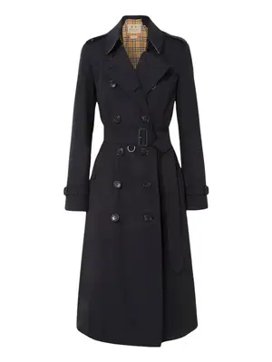 Burberry Burberry Chelsea Long Organic Cotton-Gabardine Trench Coat Black