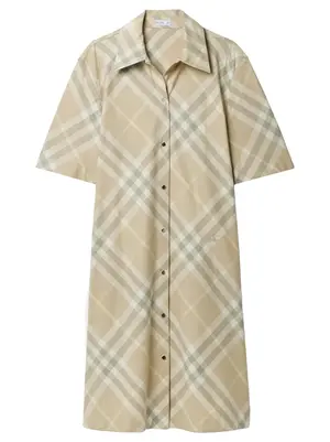 Burberry Checked Cotton-gabardine Shirt Dress - Yellow