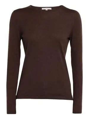 Neiman Marcus Neiman Marcus Cashmere Collection Crewneck Top Bark
