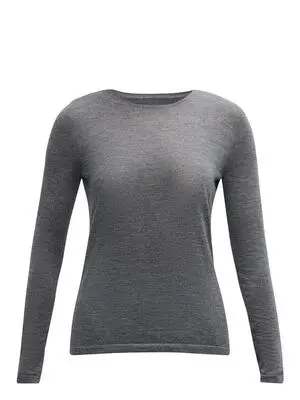 Neiman Marcus Neiman Marcus Cashmere Collection Crewneck Top Heather Grey
