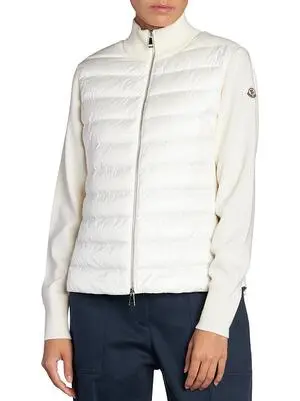 Moncler Quilted Wool Puffer Cardigan - White