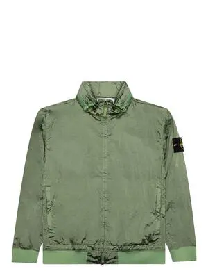 Stone Island Foldable Hooded Zip-up Jacket With Waffen Patch - Green