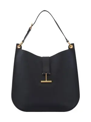 TOM FORD TOM FORD Large Tara Leather Hobo Bag Naa Black
