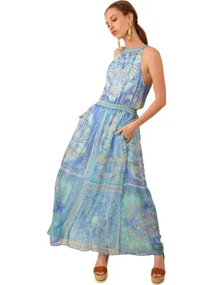 Hale Bob Hale Bob Magnolia Maxi Dress Blue