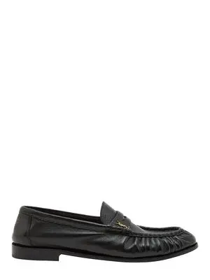 Saint Laurent Le Leather YSL Penny Loafers Nero