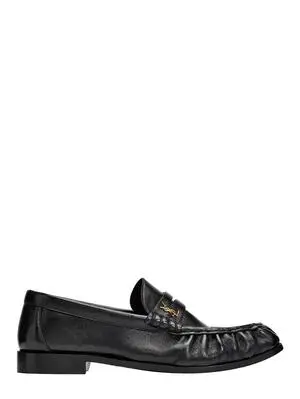 Saint Laurent Le Leather YSL Penny Loafers Nero