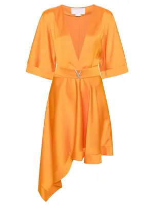 GENNY Belted Asymmetric Midi Dress - Orange