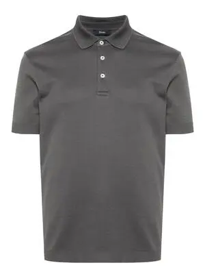 Herno Button-up Cotton Polo Shirt - Grey