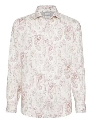 Brunello Cucinelli Paisley-print Linen Shirt - Neutrals
