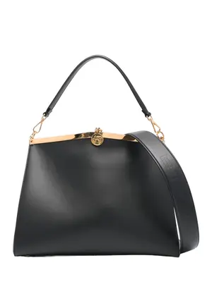 Etro Large Vela Leather Shoulder Bag - Black
