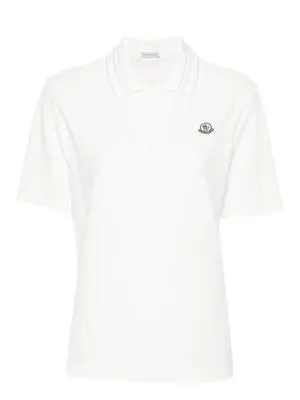 Moncler Appliqué-logo Cotton Polo Shirt - Neutrals