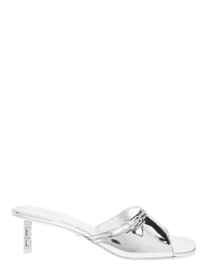 Gcds 60mm Mirrored Leather Sandals - Silver