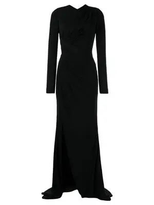 Elie Saab Long-sleeve Draped Gown - Black