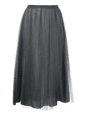 Red Valentino Point D'esprit Tulle Midi Skirt - Grey