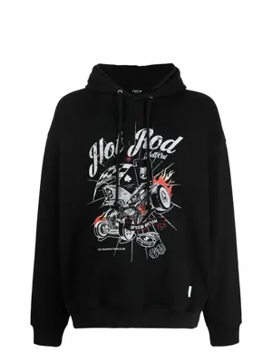 FIVE CM Terry Graphic-print Cotton Hoodie - Black