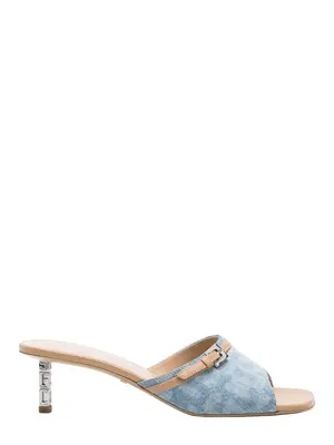 Gcds 60mm Monogram Leather Sandals - Blue
