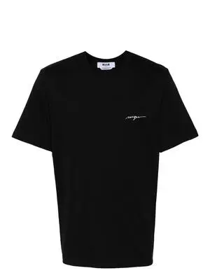 MSGM Embroidered-logo Cotton T-shirt - Black