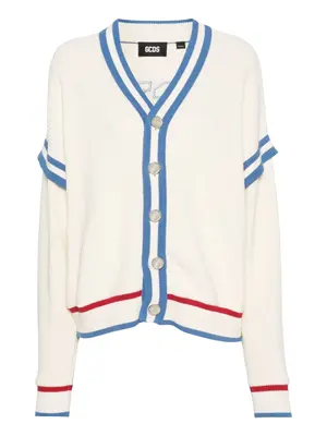 Gcds Logo-patch Cotton Cardigan - White