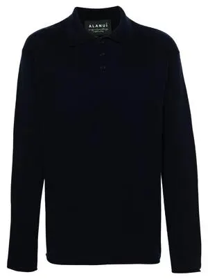 Alanui Ribbed Knit Polo Top - Blue