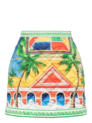 Casablanca Triomphe D'orange Quilted Mini Skirt - White