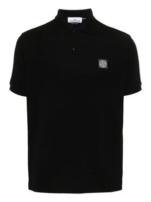 Stone Island Compass-appliqué Polo Shirt - Black