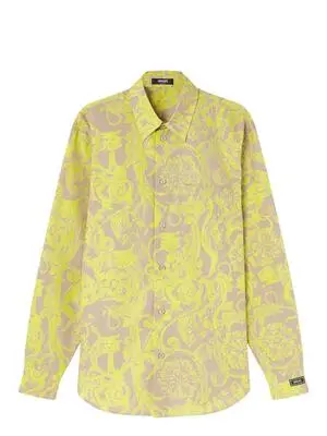 Versace Barocco-print Cotton Shirt - Yellow