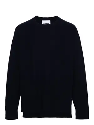 JIL SANDER Side-slit Wool Jumper - Blue