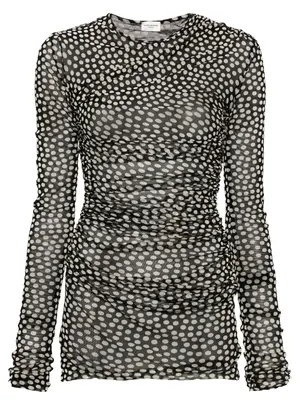 Saint Laurent Polka-dot Tulle Minidress - Black