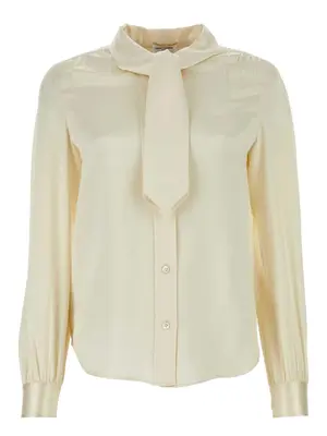 SAINT LAURENT Saint Laurent Lavallière-Neck Silk-Satin Blouse