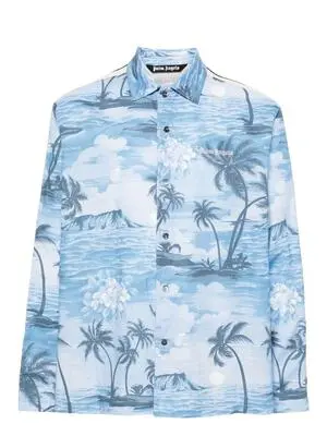 Palm Angels Sunset-print Track Shirt - Blue