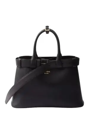 Prada Buckle Leather Handbag - Black
