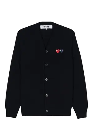 PLAY COMME DES GARCON Comme Des Garçons Play Heart-Patch Wool Cardigan