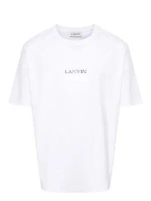 LANVIN Logo-embroidered Cotton T-shirt - White