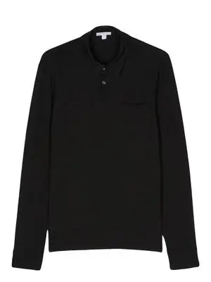 JAMES PERSE Jersey Longsleeved Polo Shirt - Black