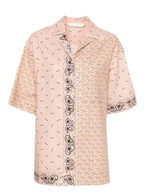PALM ANGELS Palm Angels Mix-Print Camp-Collar Shirt
