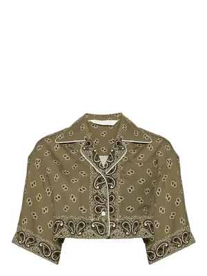 Palm Angels Paisley-print Cropped Shirt - Green