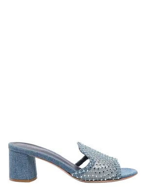 LE SILLA Gilda 65mm Crystal-embellished Mules - Blue