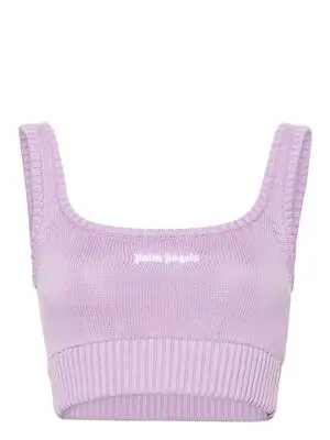 Palm Angels Embroidered-logo Knit Tank Top - Purple